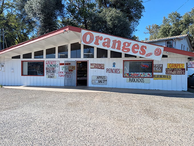 This fruit stand screams California abundance with hand-painted signs advertising everything from avocados to honey&mdash;farm-to-table before it was trendy.