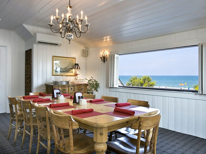 A dining room with a view that's worth the price of admission alone. The Atlantic becomes your dinner companion through these panoramic windows. 