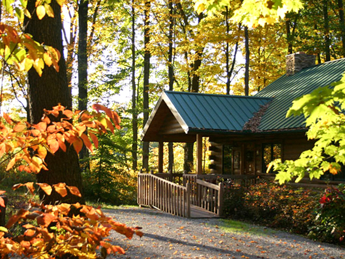 Fall foliage frames a cabin retreat where WiFi is replaced by birdsong and deadlines dissolve into dew-kissed mornings. Digital detox never looked so inviting.