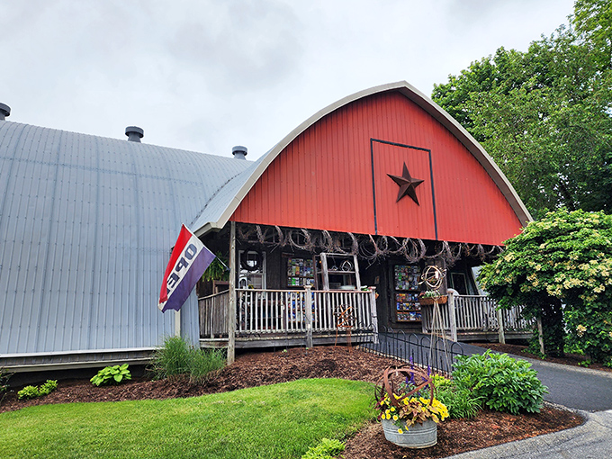 The Old Candle Barn proves that gift shops don't need neon signs to attract attention – just a distinctive red barn and a star to guide you.