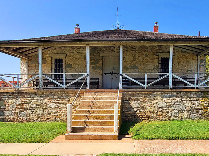The historic Old Post Guard House whispers stories of frontier days, its stone porch practically begging for rocking chairs and tall glasses of iced tea.
