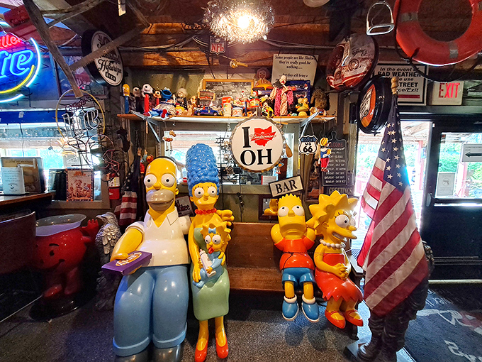 The Simpsons family seems right at home among the eclectic d&eacute;cor, proving this place doesn't take itself too seriously &ndash; just its food.