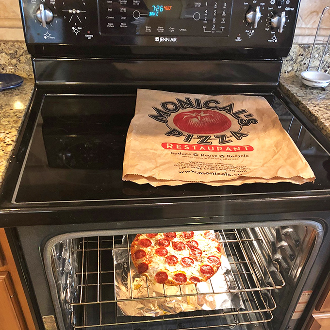 Home oven magic in progress. That moment when your kitchen transforms into a mini Monical's and the aroma makes you the most popular person in the house.