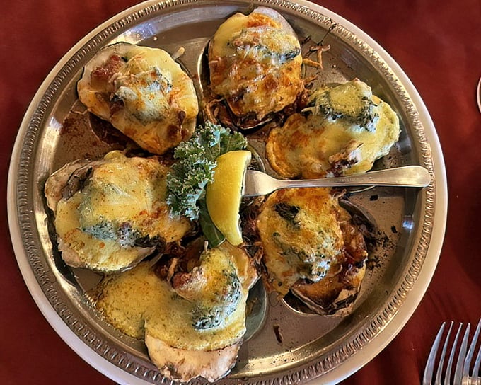 Oysters Rockefeller&mdash;where seafood meets decadence. Like the oysters got dressed up for a night at the opera and decided to bring cheese.