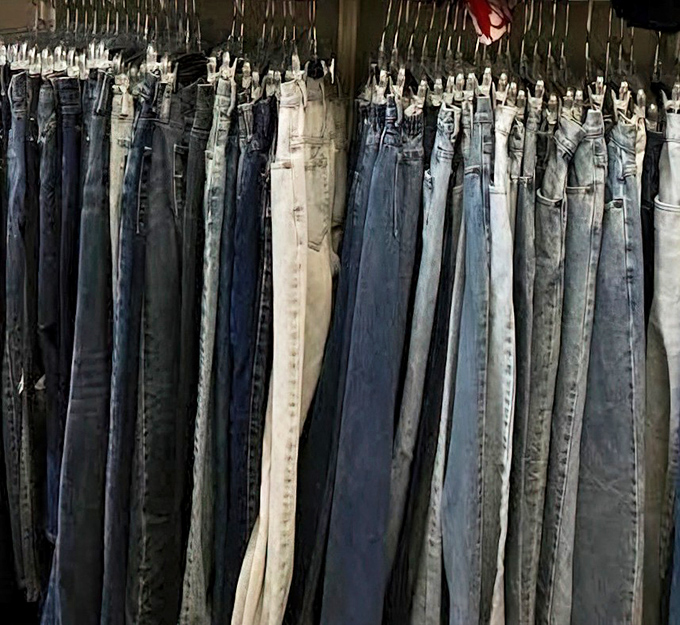 The denim wall&mdash;a gradient of blue that represents America's love affair with jeans better than any museum exhibit ever could.