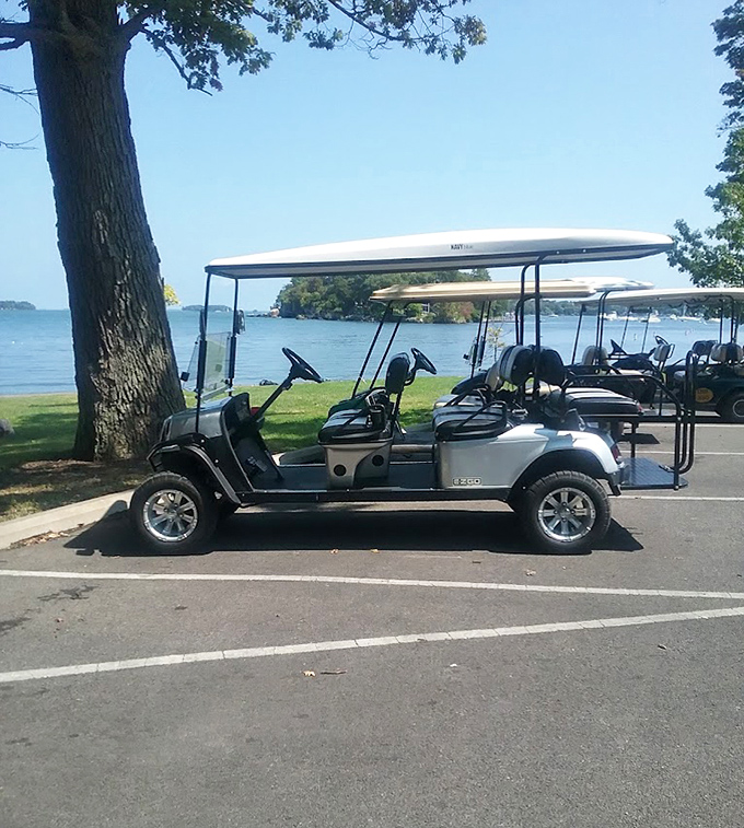 Island transportation at its finest! These golf carts aren't just vehicles&mdash;they're your ticket to freedom on South Bass Island, where the journey is as delightful as the destination.