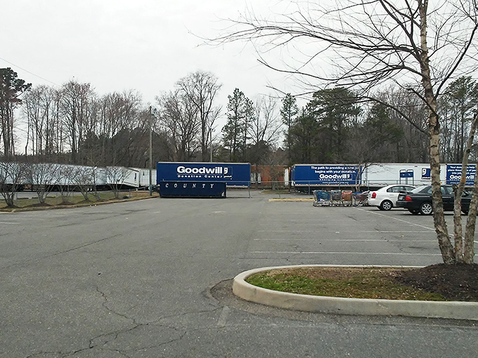 The parking lot where empty cars arrive and depart filled with treasures. Those Goodwill trucks are like Santa's sleigh for the budget-conscious all year round.