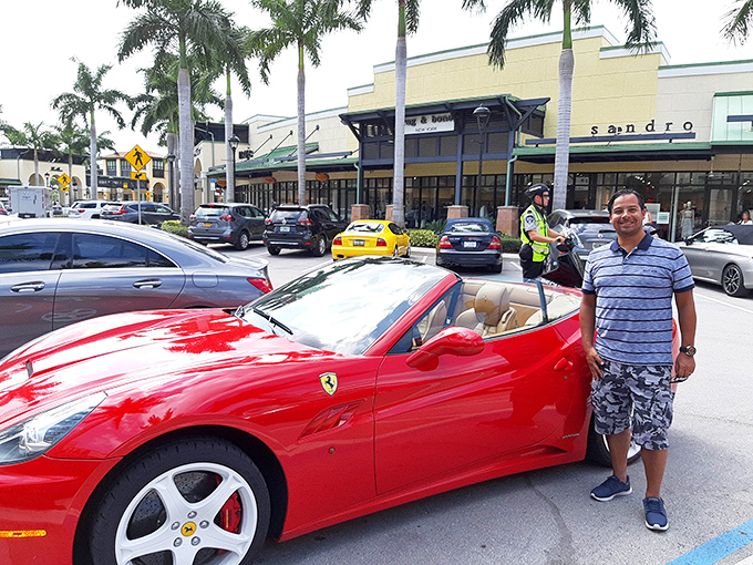 Even the parking lot tells a story: where Ferrari drivers and bargain hunters share the same passion for finding something special.