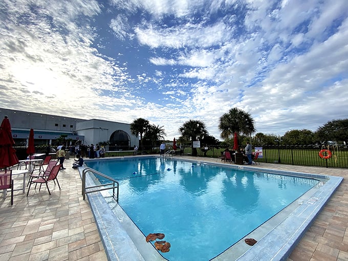 Community pools become social hubs where retirement conversations flow as freely as the water&mdash;who needs expensive country clubs?