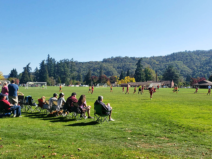 Soccer fields with mountain backdrops turn every Saturday game into a Norman Rockwell painting with cleats.