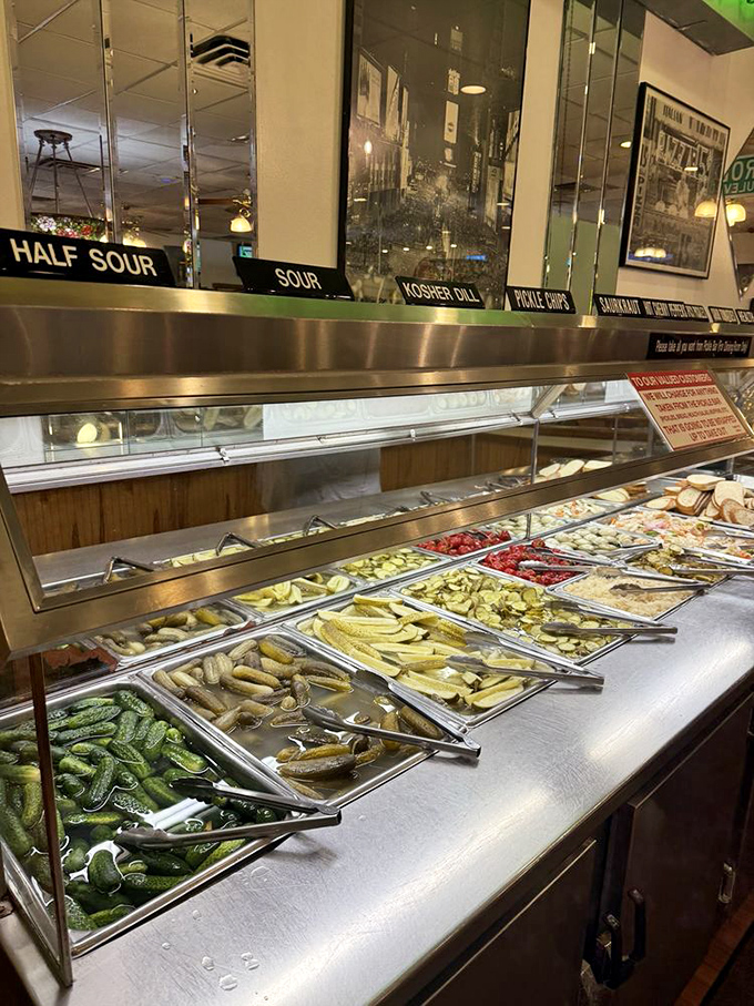 The pickle bar &ndash; where cucumbers go to achieve greatness in various stages of sourness, a briny wonderland of tangy treasures.