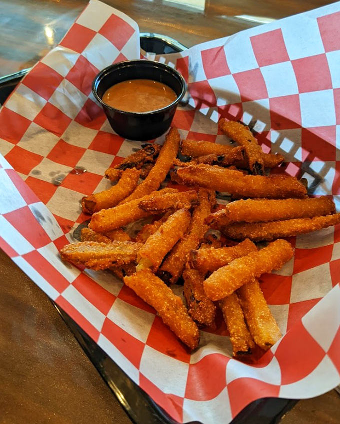Pickle fries: The unexpected hero of the appetizer menu. Tangy, crunchy, and paired with a sauce that makes you wonder why you ever settled for regular fries.