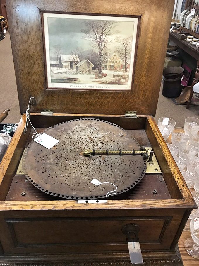 Before Spotify, this disc music box was the playlist creator of its day. Mechanical music never looked so handsome.