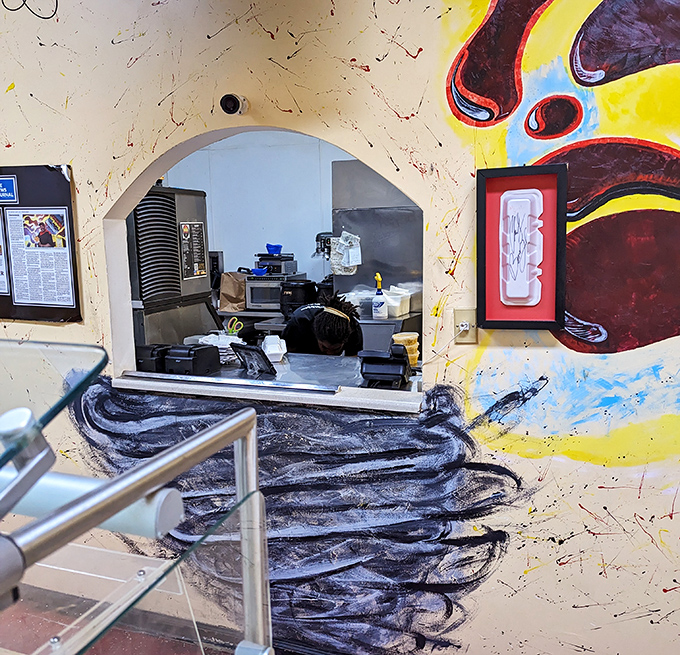 Where the magic happens. That arched window offers a glimpse into barbecue's inner sanctum, where smoke meets meat.