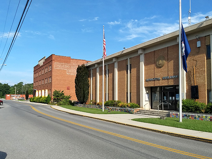 Pulaski's Town Hall balances mid-century municipal functionality with enough brick dignity to remind citizens that local government matters&mdash;especially on tax day.
