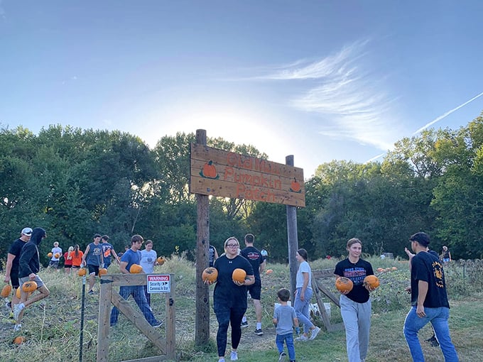 The pumpkin patch brings out the kid in everyone. Nothing says "autumn in Nebraska" like adults debating the merits of perfectly imperfect gourds.