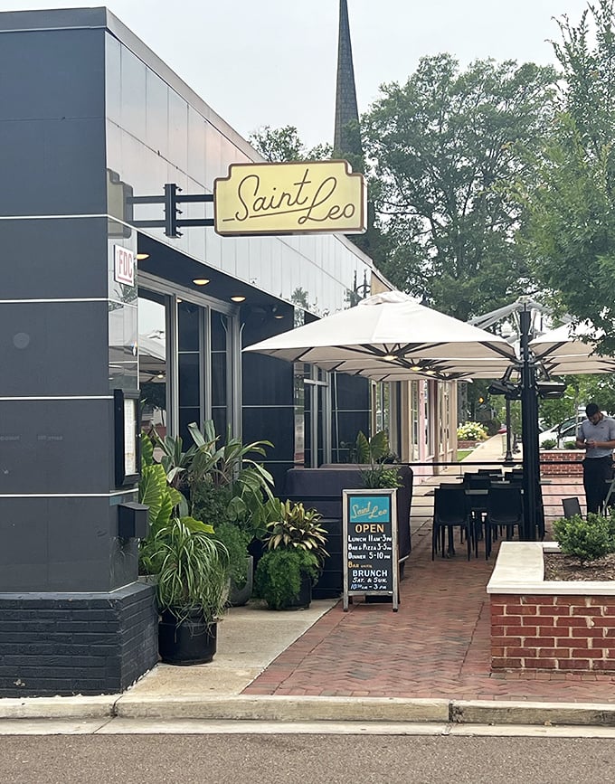 Saint Leo's sleek exterior belies the warmth within&mdash;a culinary oasis where outdoor tables invite you to linger over meals worth remembering.