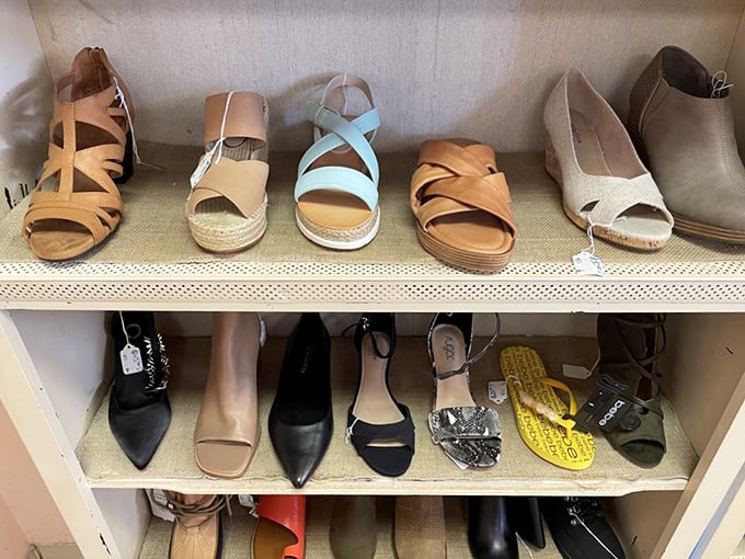A lineup of summer-ready sandals that proves style doesn't require a second mortgage. That pale blue cross-strap pair is practically shouting "beach vacation!"