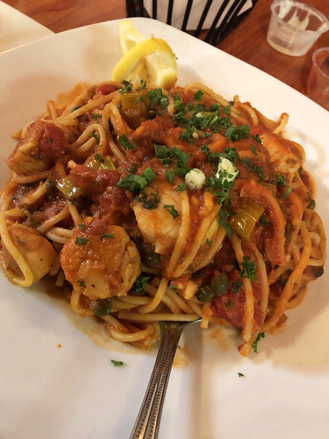 Seafood pasta that brings the Mediterranean to Pennsylvania—proof that geography is no barrier when passion meets proper ingredients.