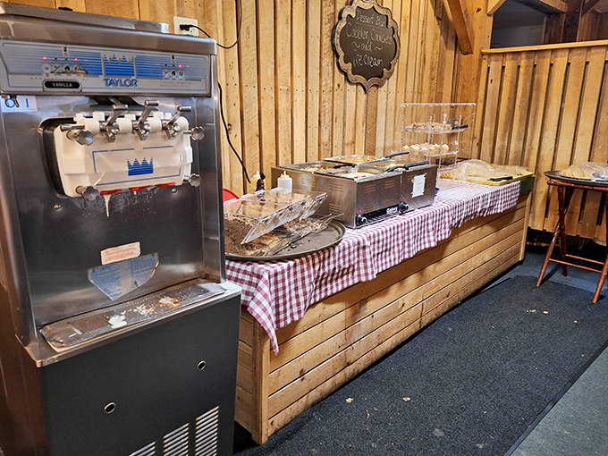 The self-service dessert station with soft-serve ice cream gives you permission to be your own generous portion-control expert today.