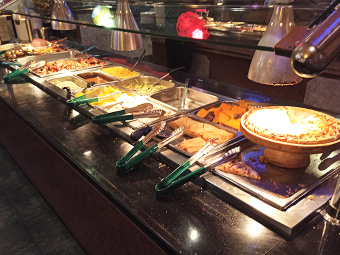 A buffet line that stretches toward the horizon, each steam table a different chapter in the story of "why pants with elastic waistbands were invented."