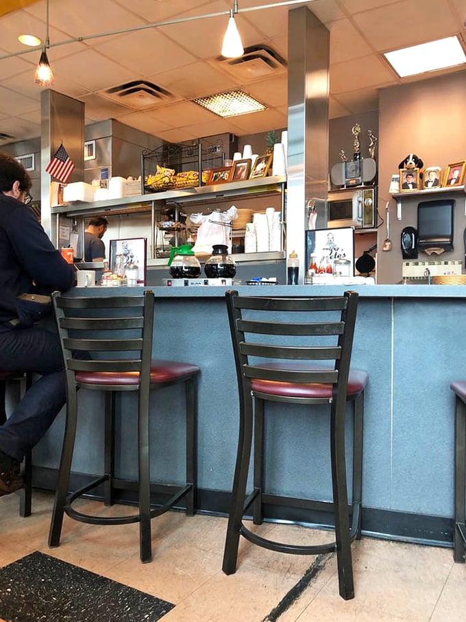 The counter seating&mdash;where solo diners become part of the Pete's family and regulars exchange knowing nods about the coffee's restorative powers.