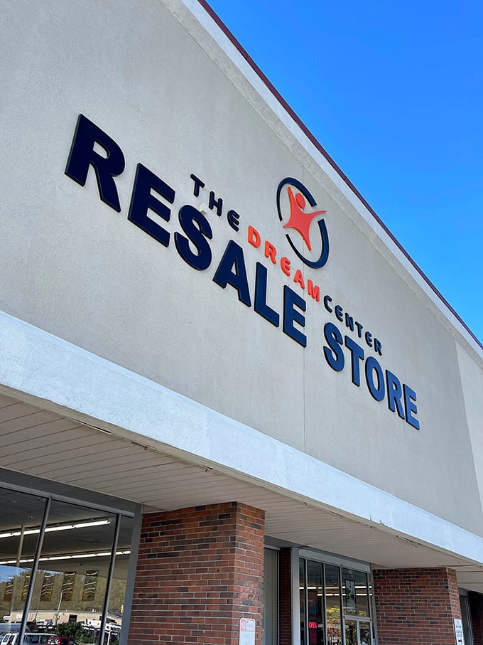 The sign says it all &ndash; dreams of affordable shopping come true beneath these bold letters.