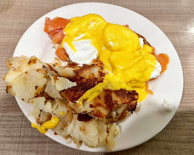 Eggs Benedict with salmon&mdash;where breakfast luxury meets omega-3s in a morning romance that's worth getting out of bed for.