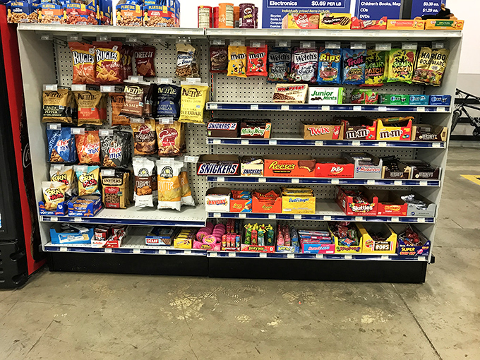 The snack aisle proves even outlets need fuel &ndash; treasure hunting works up an appetite.
