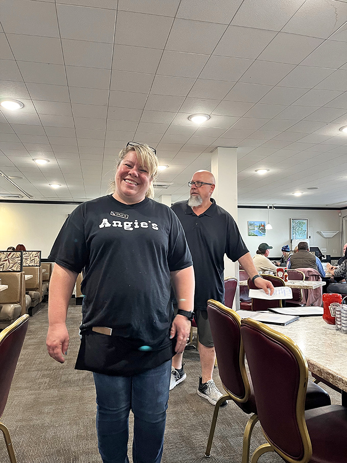 The staff at Angie's wear their branded shirts like badges of honor. In the diner world, genuine smiles are the most important uniform component.