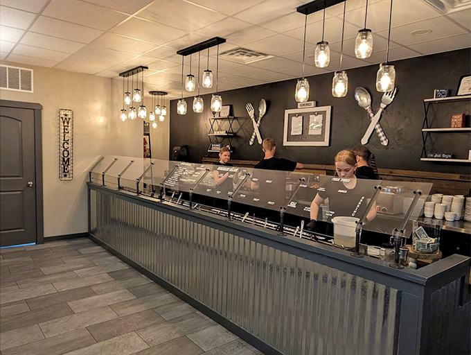 Modern rustic meets classic service at the counter &ndash; where Mason jar lights illuminate the path to Wisconsin's favorite pastime: eating well.