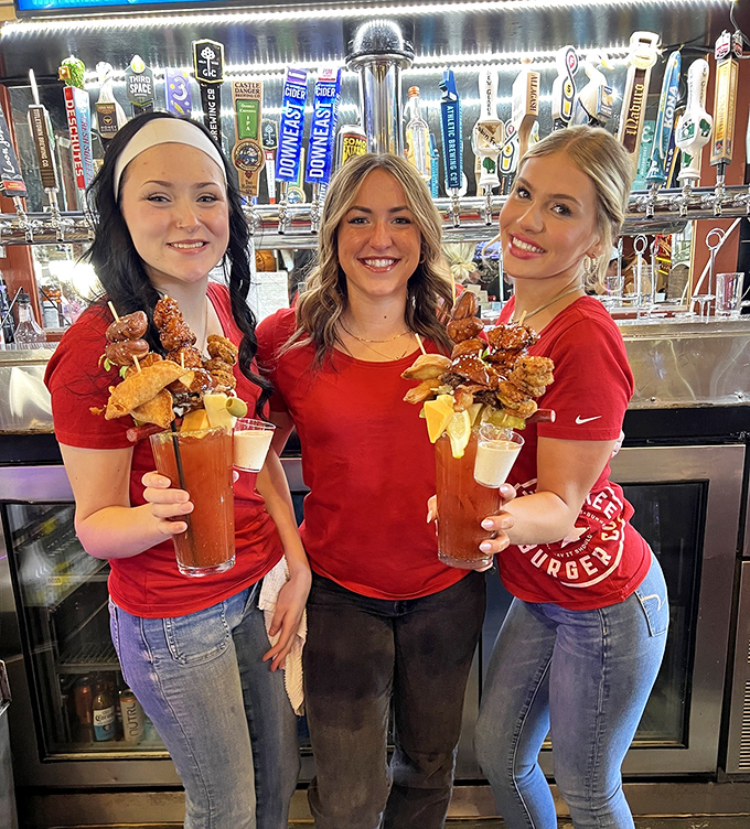 The impressive tap selection showcases Wisconsin's brewing prowess. Those beer handles are like a liquid roadmap of the state's finest offerings.