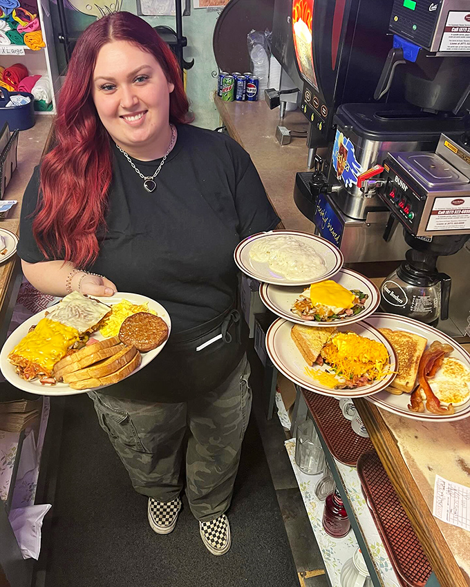Servers balancing multiple plates with the skill of circus performers&mdash;each one a complete breakfast masterpiece destined to make someone's morning.