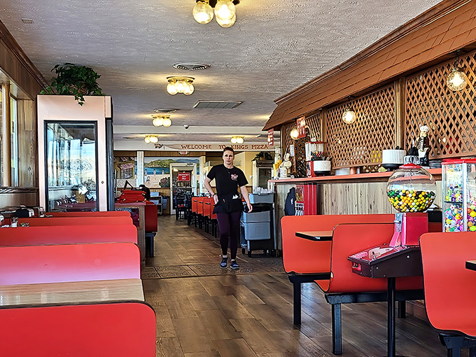 The welcoming interior where "WELCOME TO KINGS PIZZA" isn't just a sign&mdash;it's a promise kept with every order.