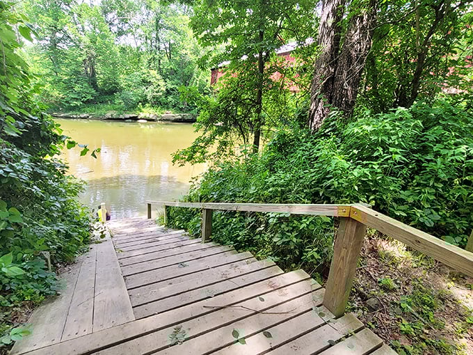 A wooden pathway invites visitors down to creek level for the full Cox Ford experience. Sometimes the best views require a little extra effort.