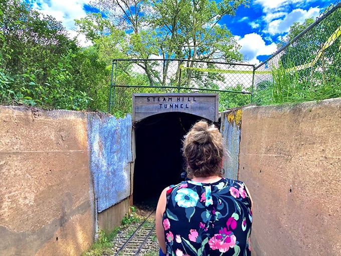 The Steam Hill Tunnel beckons adventurous visitors into a miniature railway passage that would make model train enthusiasts weak at the knees.