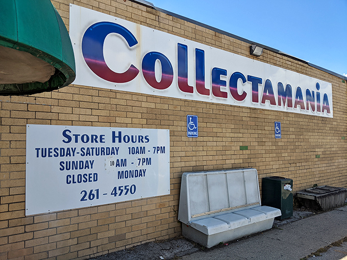 Store hours painted on the building remind you to plan accordingly. Monday collectors must wait their turn &ndash; even nostalgia needs a day off. 