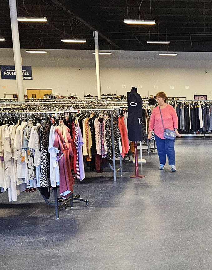 The thrill of the hunt in action&mdash;this shopper navigates the clothing wilderness with the focus of a seasoned safari guide.