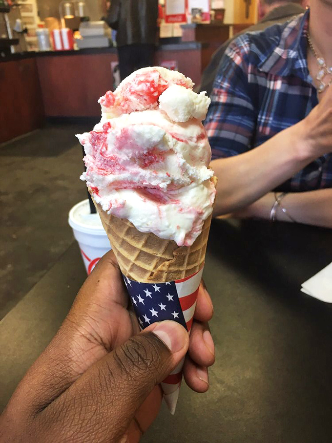 Ice cream that doesn't need a filter&mdash;strawberry cheesecake swirls in a waffle cone that's worth every delicious drip down your arm.