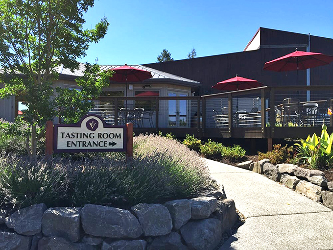 The entrance that whispers, "Leave your worries at the door." Lavender-lined pathways practically beg you to Instagram your arrival. 