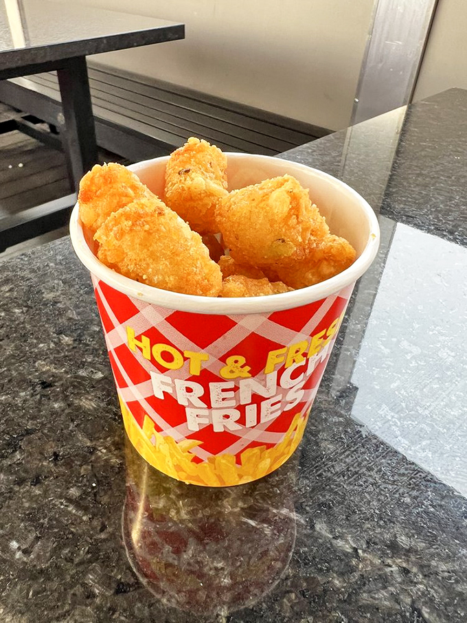 Golden-fried tater tots, the nostalgic nuggets of potato perfection that somehow taste even better as an adult than they did in the school cafeteria.