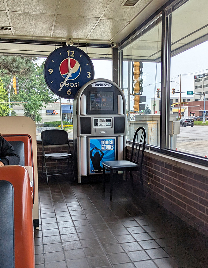 The vintage Pepsi clock and jukebox corner&mdash;where time stands still but the music keeps changing.