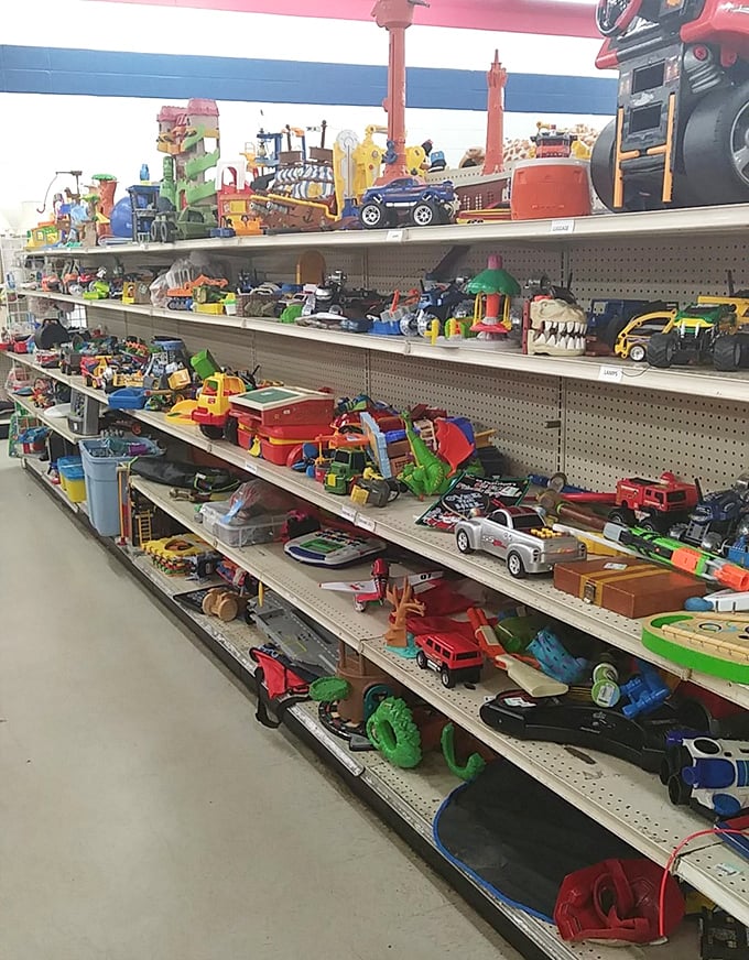 Toy story indeed! This aisle of pre-loved playthings offers childhood nostalgia for adults and affordable fun for kids.