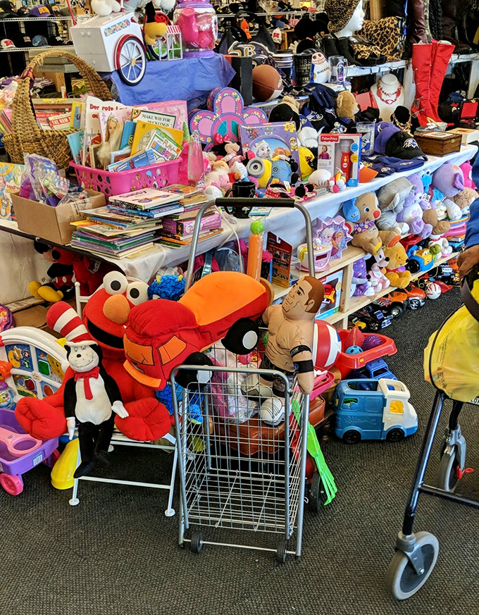 Toy paradise or organized chaos? This collection of stuffed animals and children's treasures looks like the aftermath of Santa's workshop explosion.