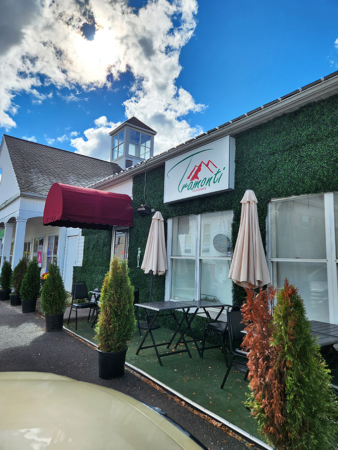 Tramonti Ristorante's ivy-covered fa&ccedil;ade and outdoor seating whisper "date night" in a town where affordable romance doesn't require a second mortgage.