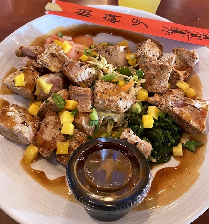 Tuna bites with mango salsa&mdash;where the fish is the star but the tropical supporting cast deserves its own standing ovation.