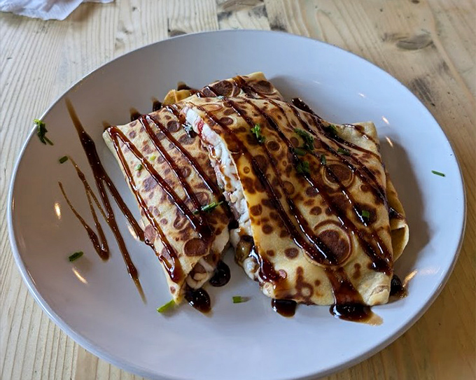 These crepes, striped with balsamic like a fashionable breakfast runway model, prove that sometimes food can be both beautiful and delicious.