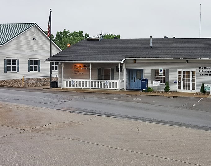 The Charm Post Office serves as both mail hub and informal community center, where news travels the old-fashioned way: person to person.
