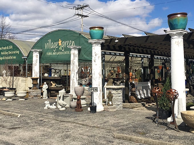 Village Green's whimsical entrance feels like stepping into a garden fairy tale, where even those with black thumbs can dream in green.