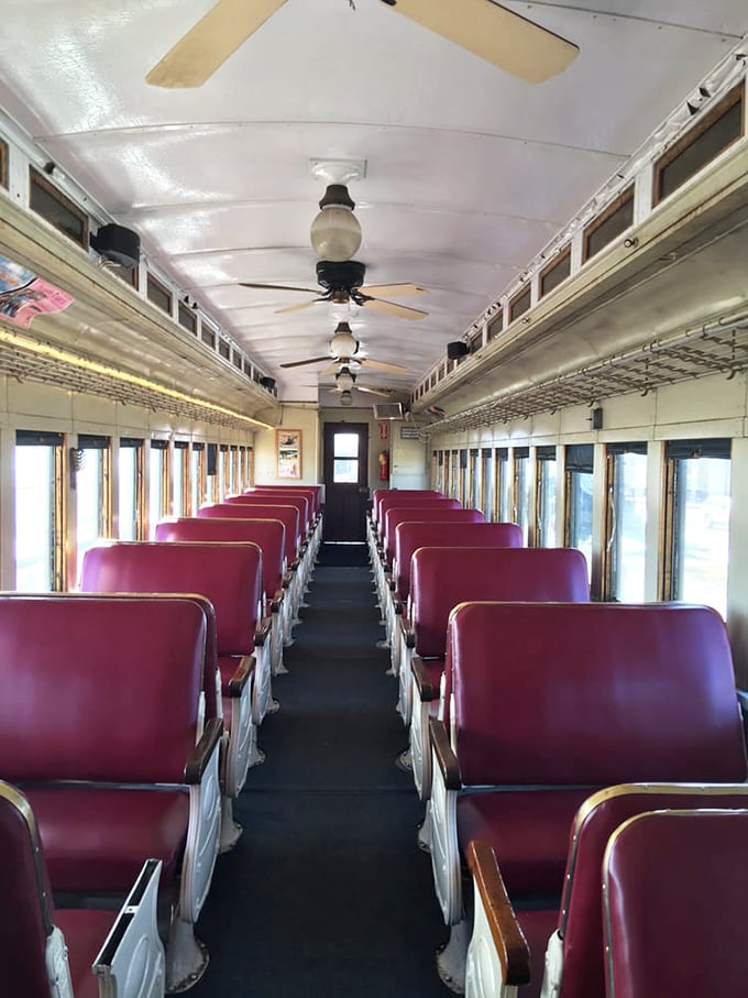 These plush red seats aren't just comfortable&mdash;they're time machines upholstered in memories waiting to be made.
